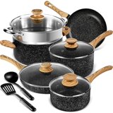 MICHELANGELO Kitchen Cookware Sets 12 Piece Frying Pan and Pots Granite ...