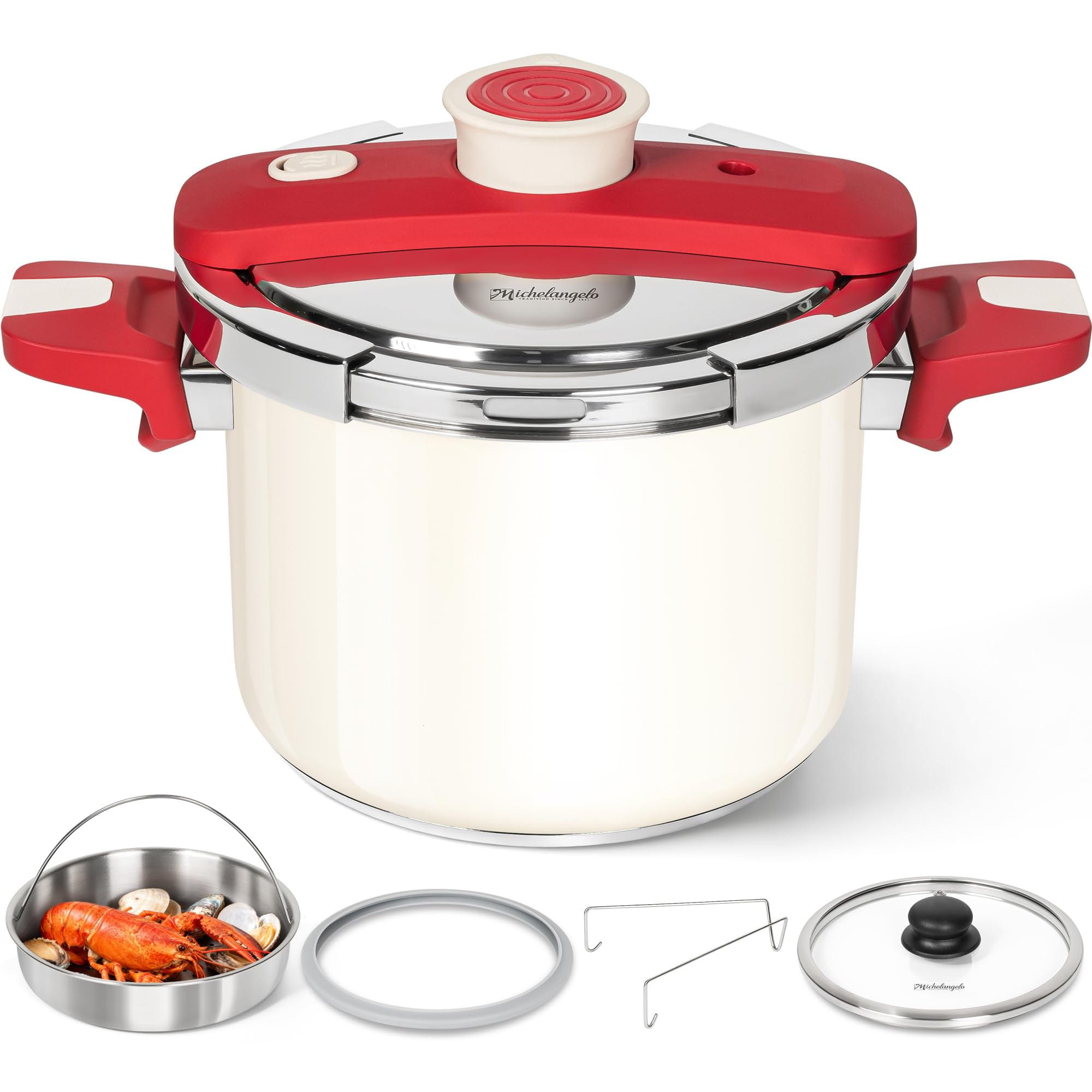 MICHELANGELO Pressure Cooker Stainless Steel 6.3 Quart, 3-in-1 Pressure ...