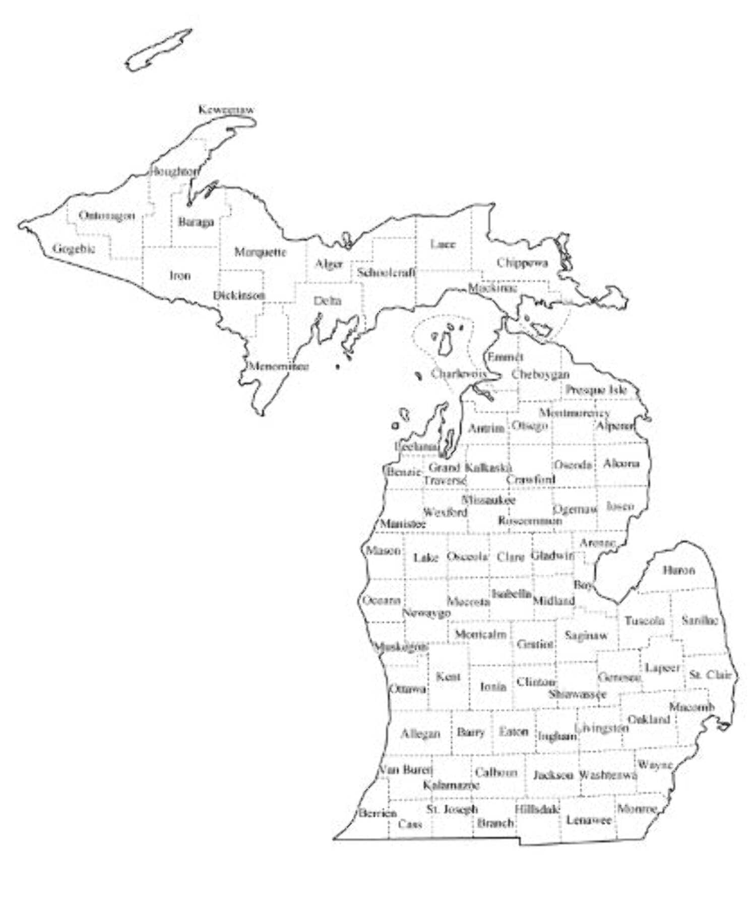MICHIGAN STATE COUNTY MAP GLOSSY POSTER PICTURE PHOTO BANNER city ...