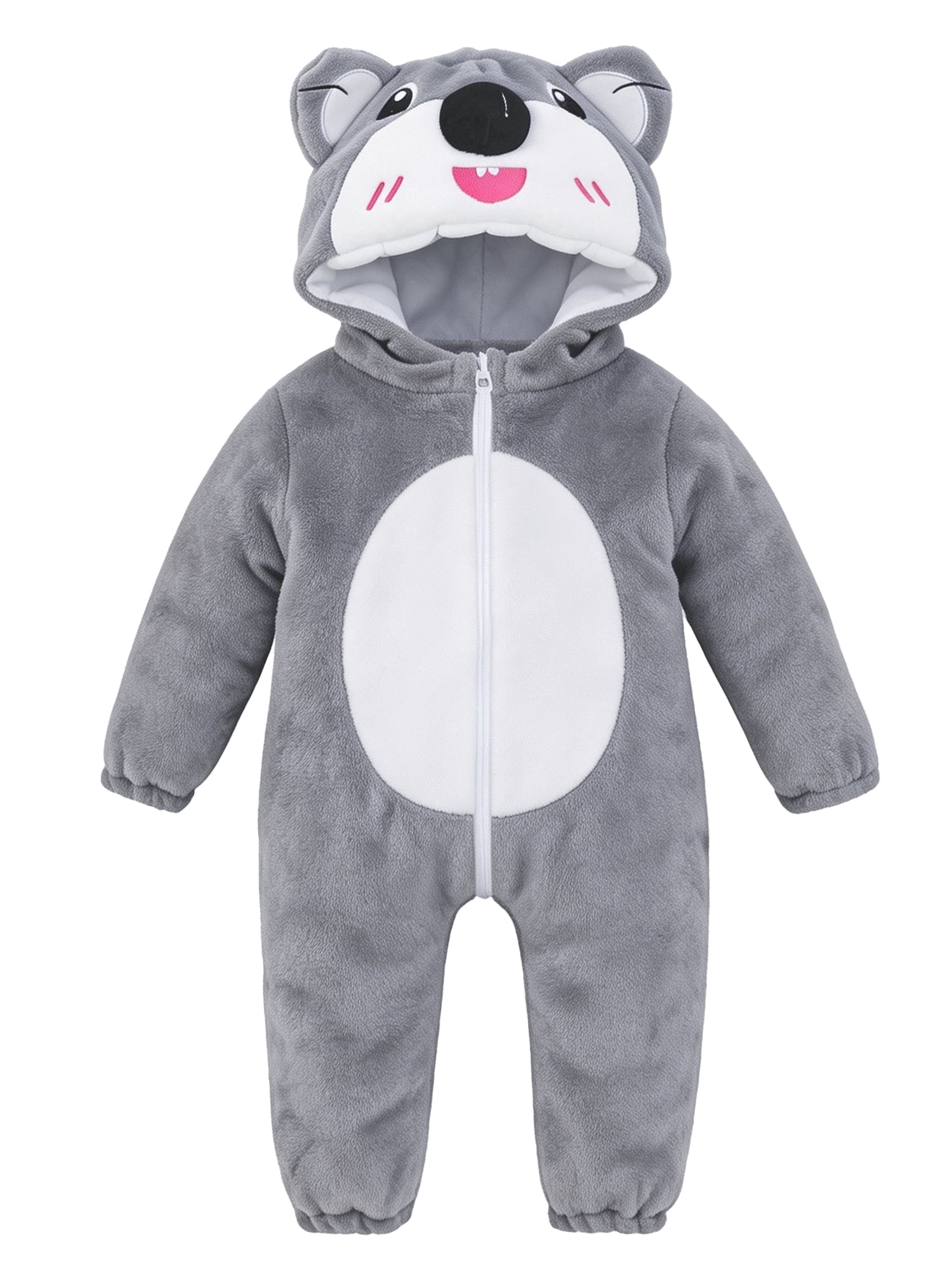 MICHLEY Unisex Baby Flannel Hooded Romper Animal Ears Costume Warm ...