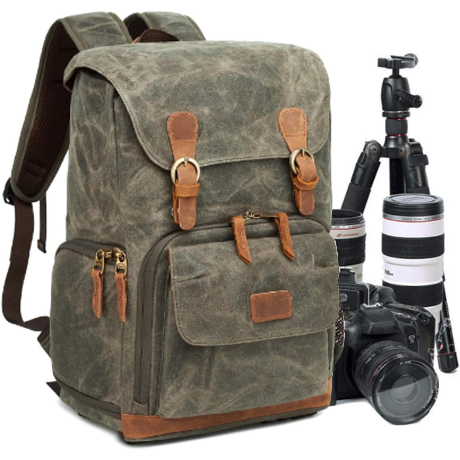 MICHROE Camera Backpack DSLR SLR Waterproof Canvas Camera Bags Rucksack ...