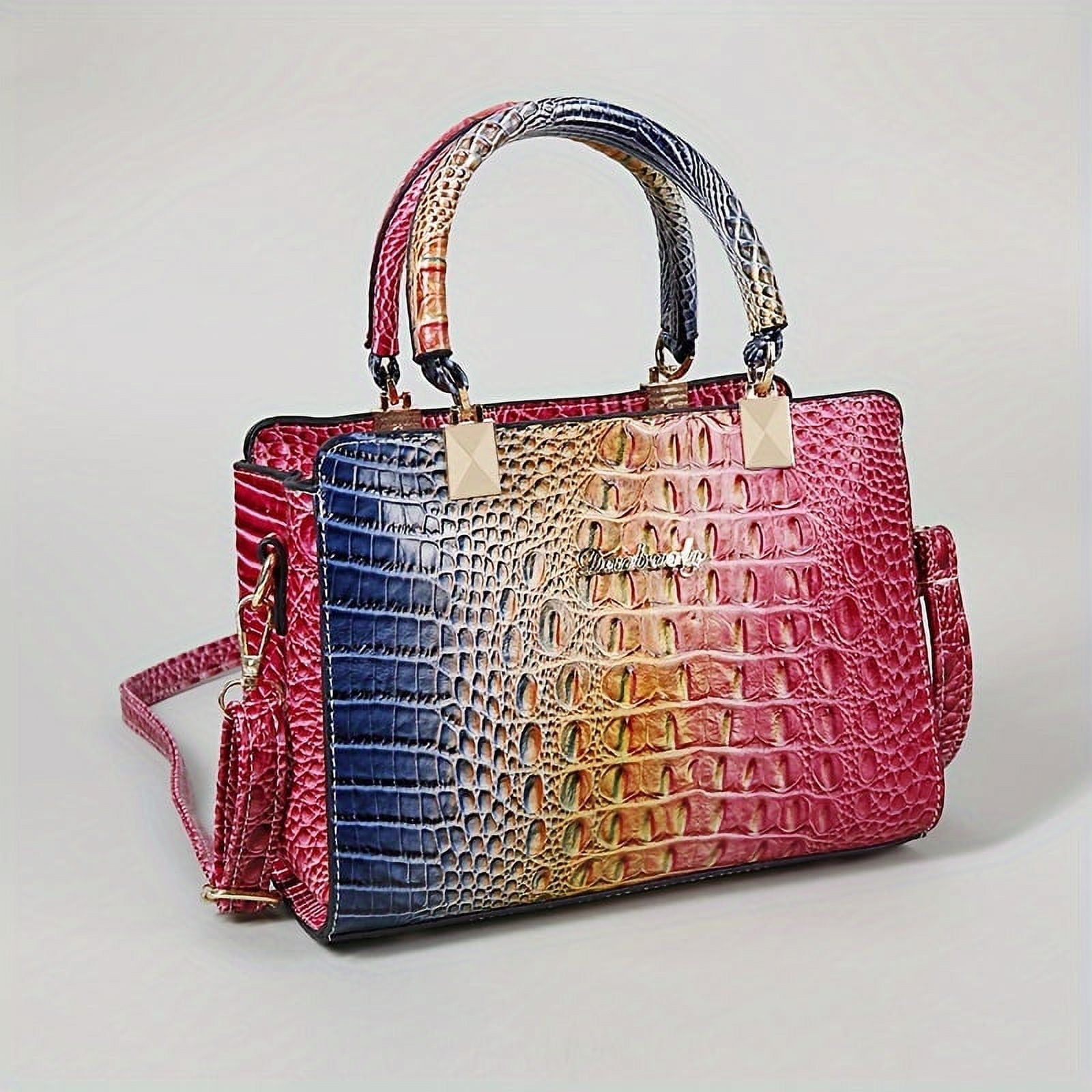 MICHROE Color Handbag For Women Crocodile Pattern Crossbody Bag Luxury ...
