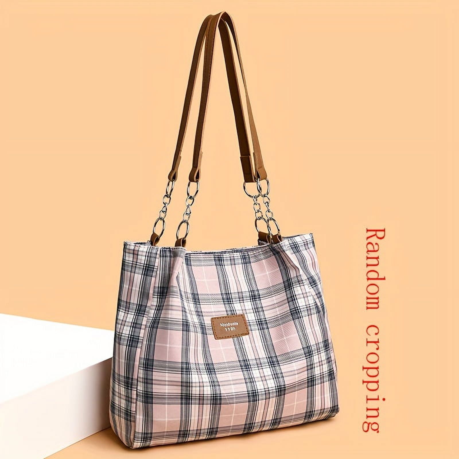 MICHROE Plaid Pattern Tote Bag Large Capacity Shoulder Bag Simple ...