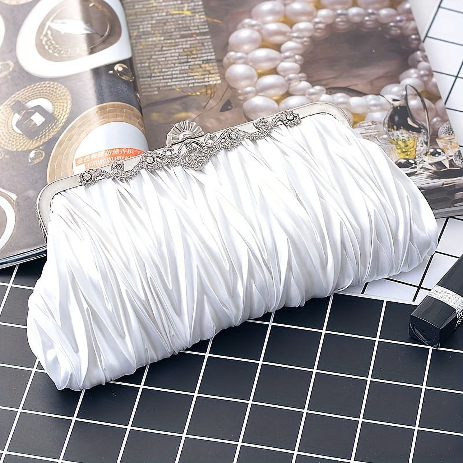 MICHROE Pleated Evening Bag Formal Dinner Clutch Purse Classic Banquet ...