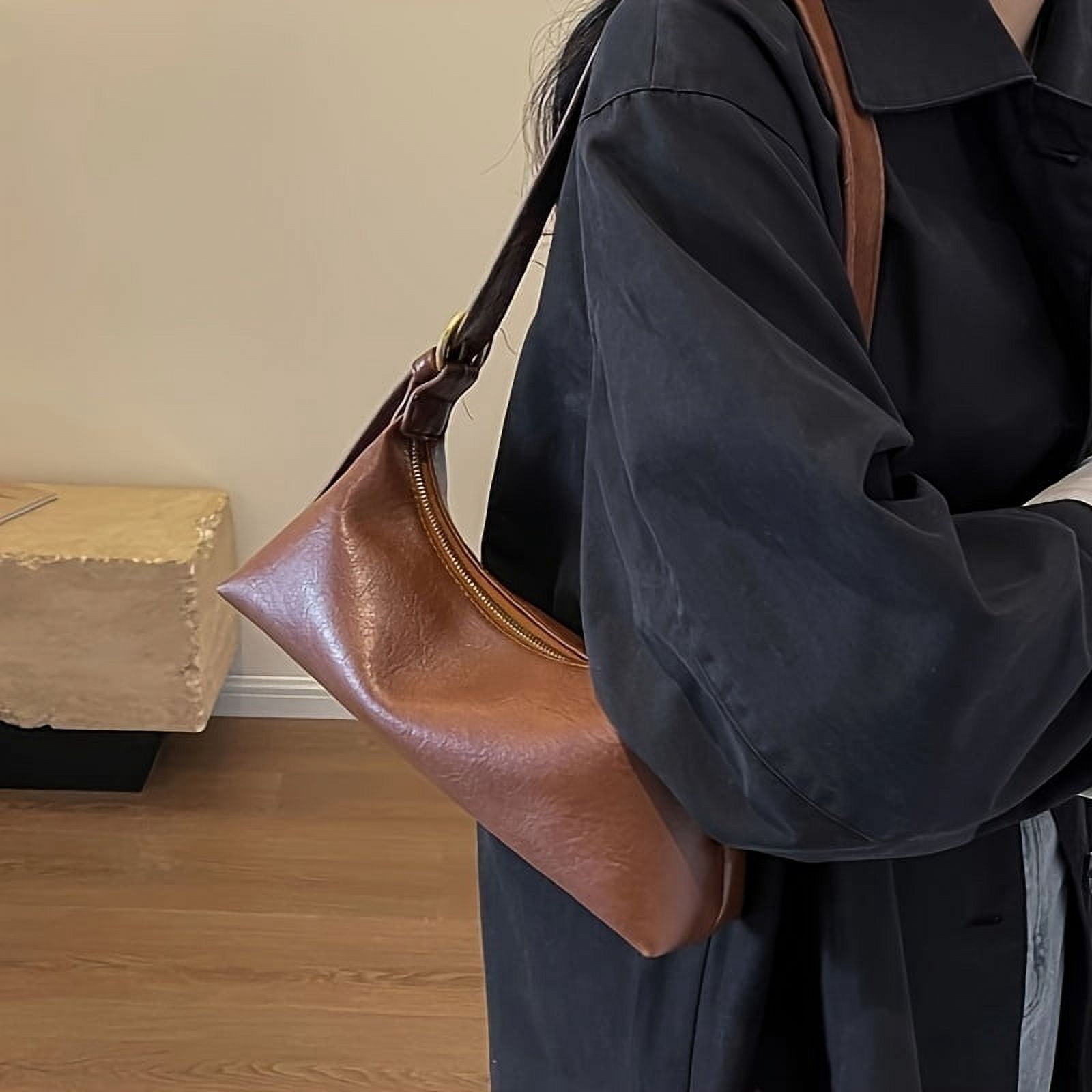 MICHROE Textured Baguette Bag Solid Color Classic Underarm Zipper Bag ...