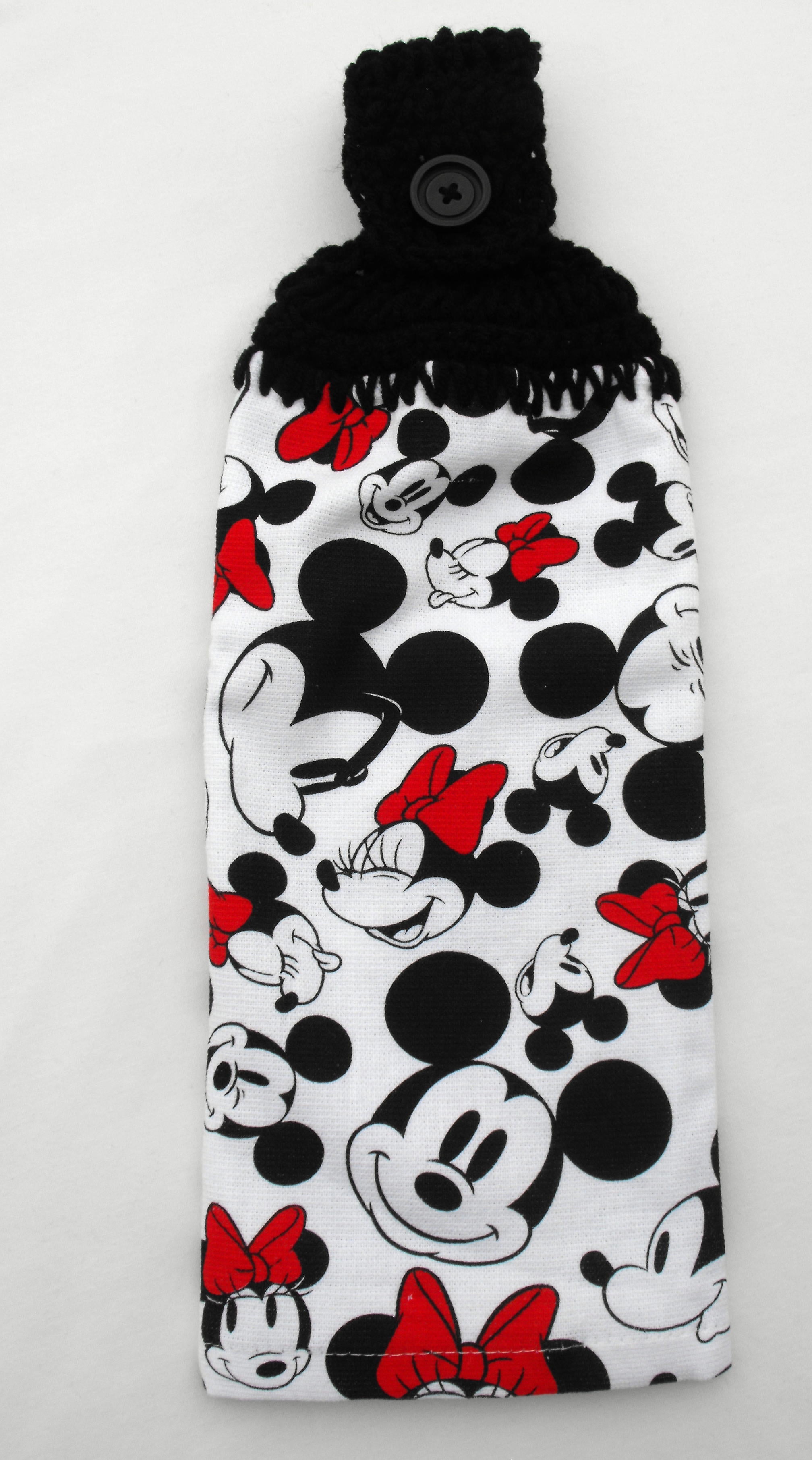 MICKEY AND MINNIE SMILING FACES - HANDMADE CROCHET TOP HANGING KITCHEN ...