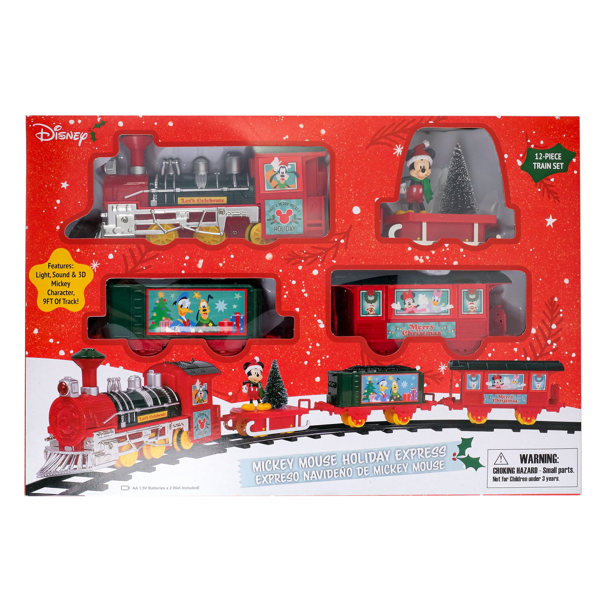 Disney Mickey Mouse Christmas Train Set, 12 Piece, Red Plastic, by Ruz ...