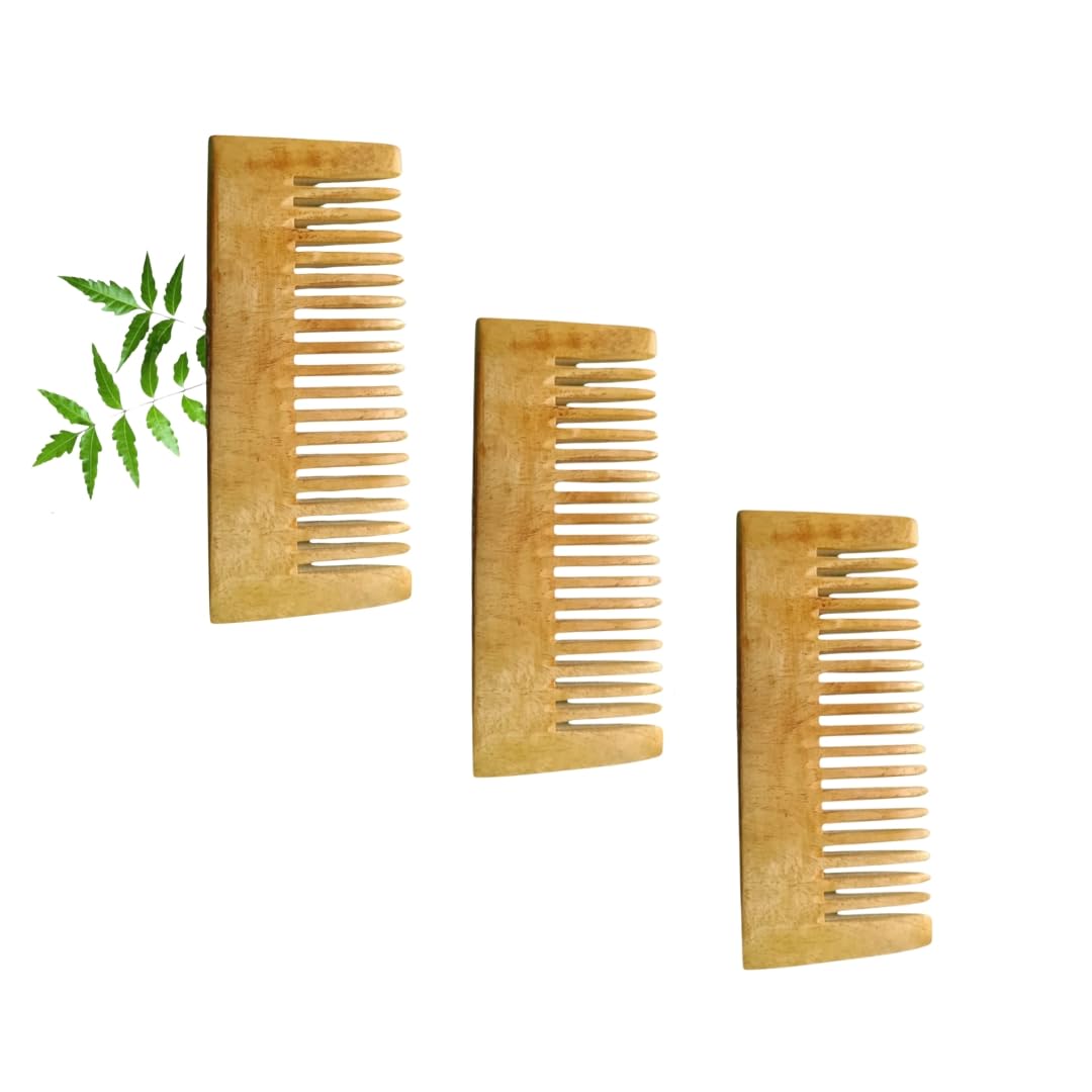 MICLAC Neem Wooden shampoo Comb Wide Tooth for Hair Growth for Men ...
