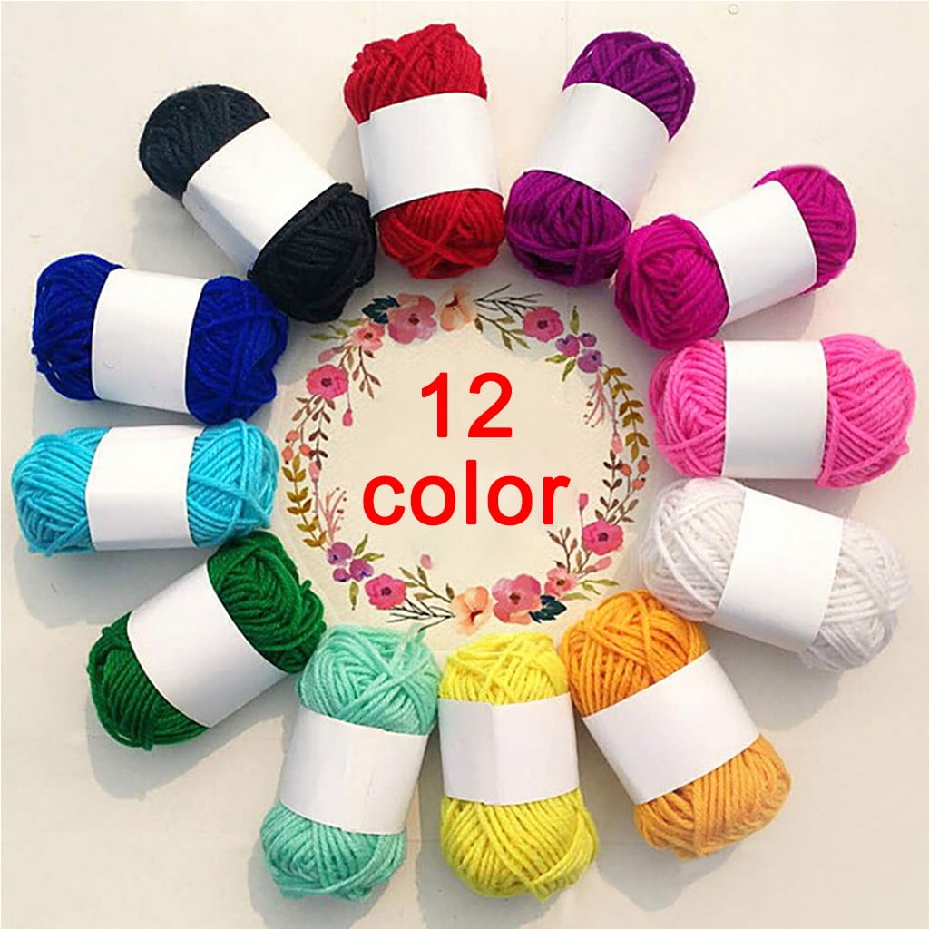 MICLOZYT 12pcs Yarn Clearance Under $5,Wool Yarn 12 Colors Soft Acrylic ...