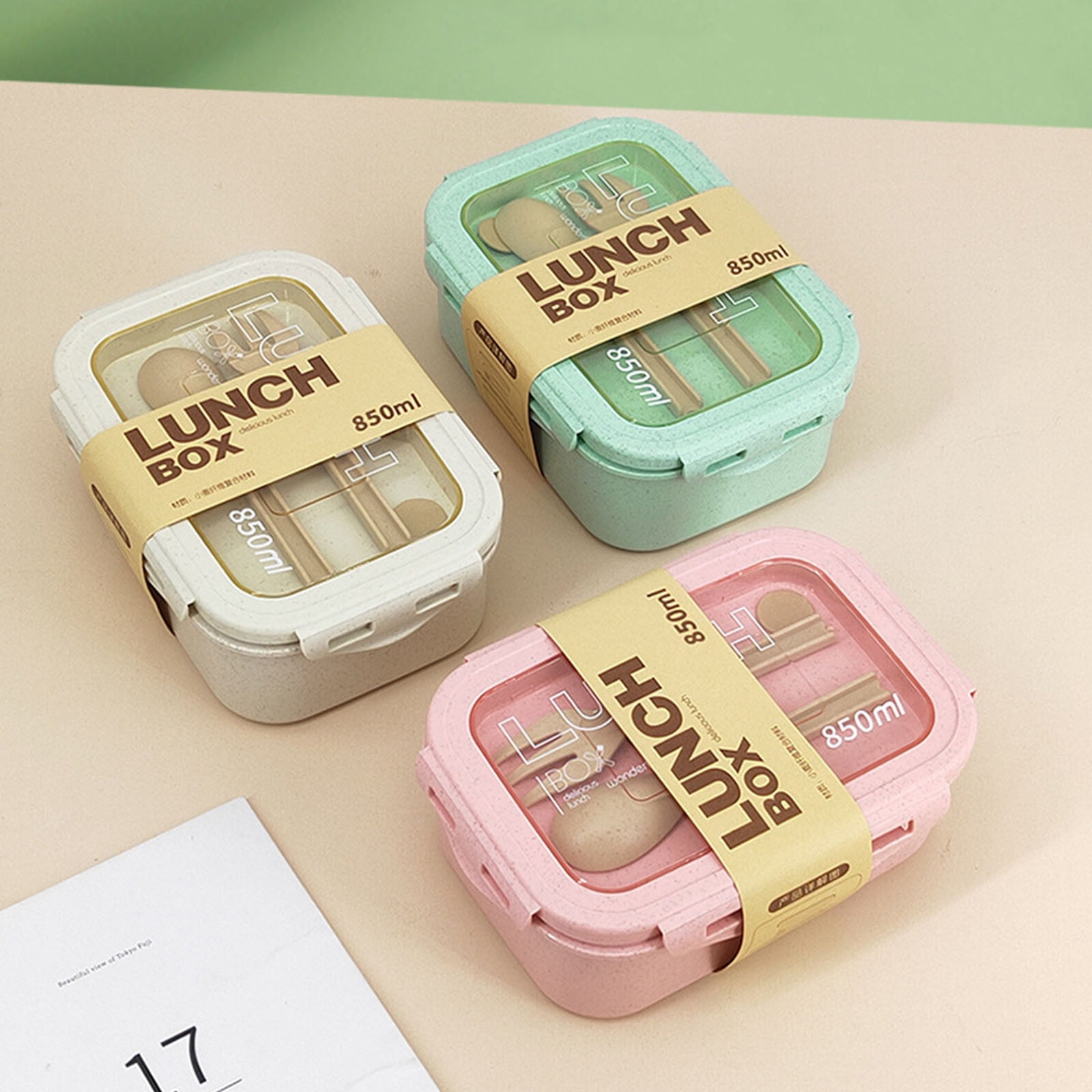 "MICLOZYT Bento Lunch Box, Reusable Plastic Food Container, Straw ...