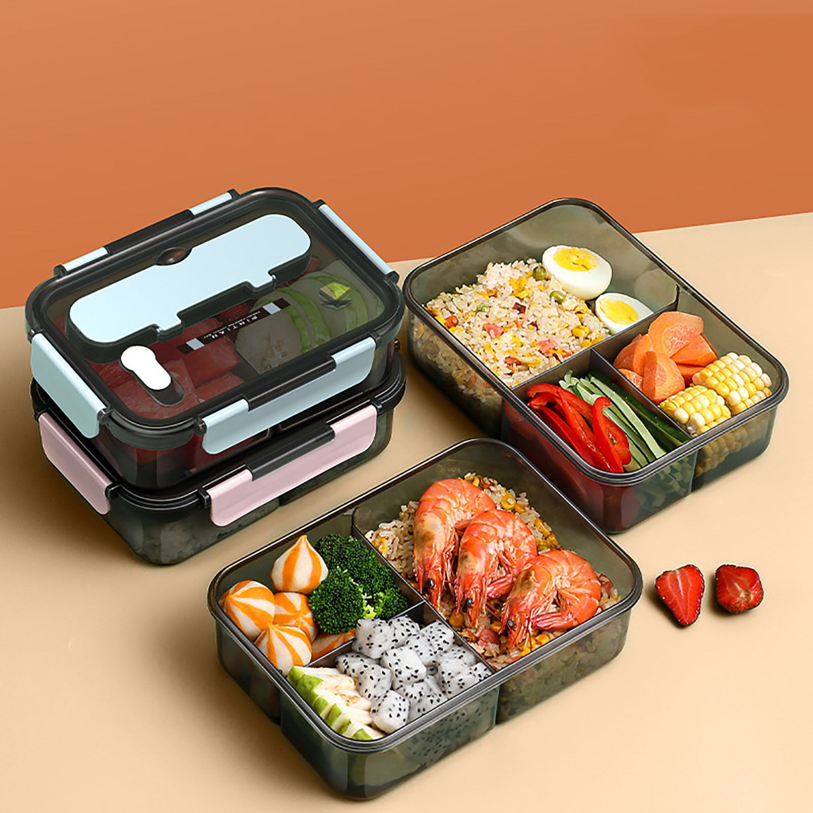 Bento Box,Bento Lunch Box,Shatterproof Crystal Clear Base, for Dining ...
