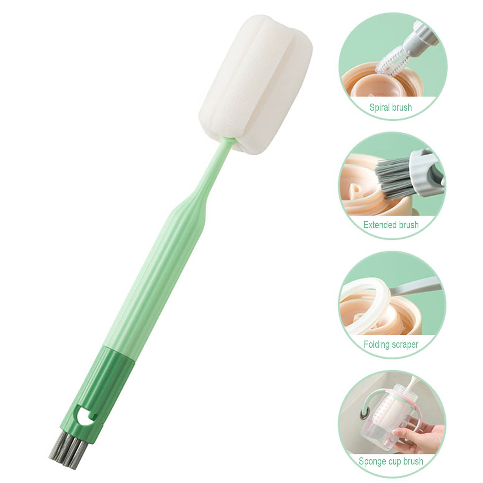 Bottle Brushes Cleaner,Non-scratch and Odorless Bristles,4 In 1 Cup and ...