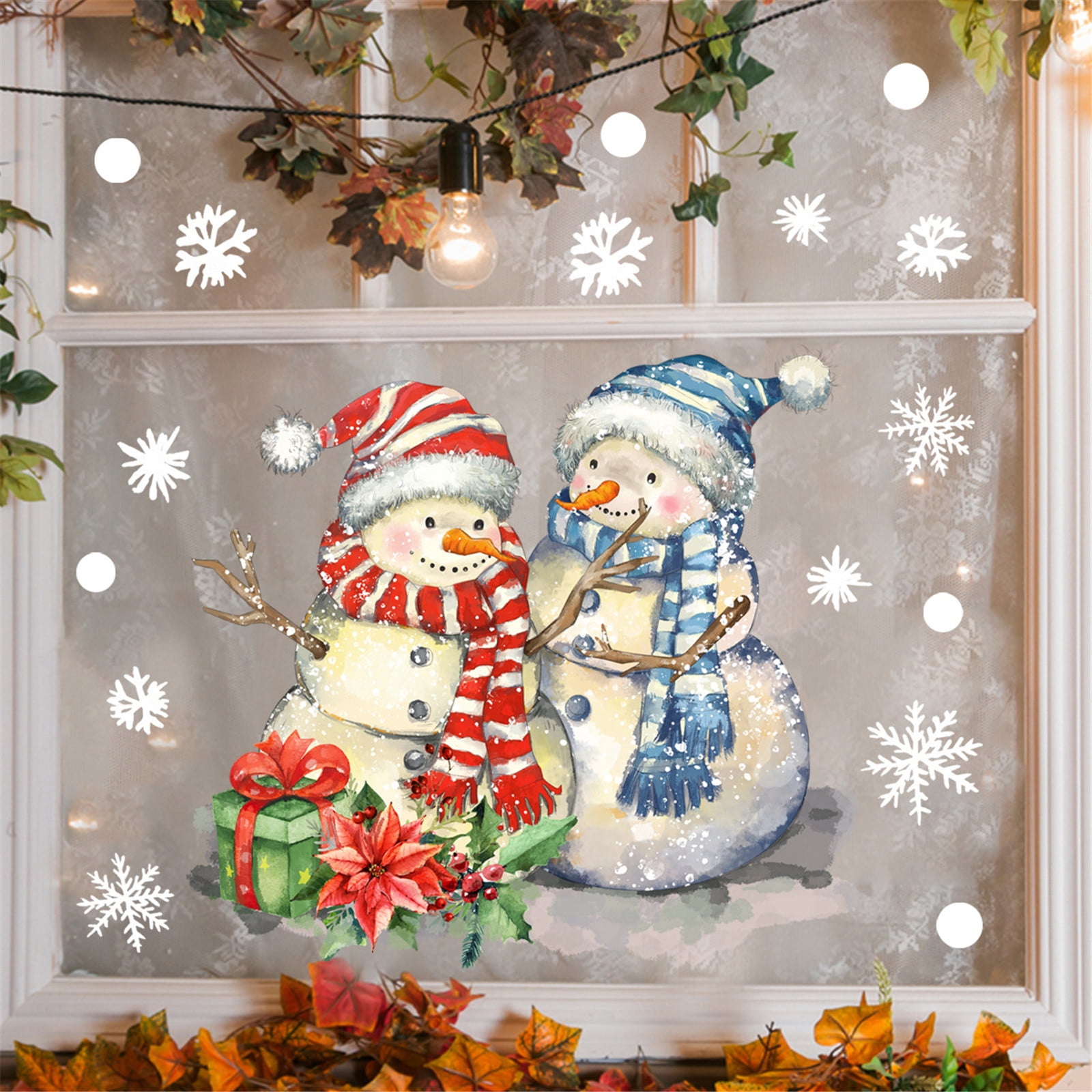 MICLOZYT Christmas Window Stickers Clings,Decorative Stained Glass ...