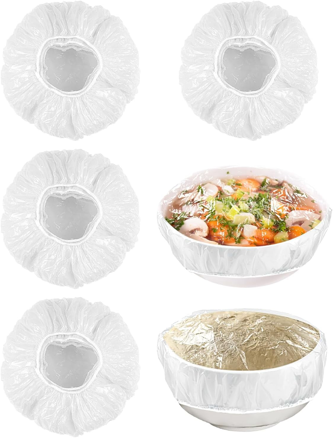 MICLOZYT 100pcs Plastic Bowl Covers Elastic Reusable,Plastic Covers for ...
