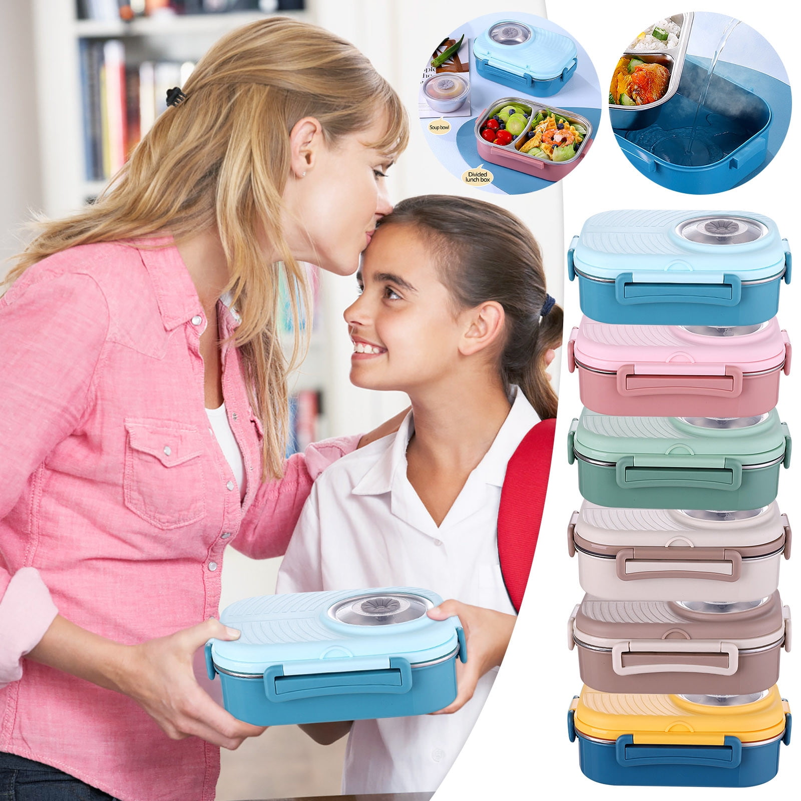 MICLOZYT Clearance,Under $5,Bento Box Adult,Small Cute Lunch Box,Microwave & Dishwasher Safe ...