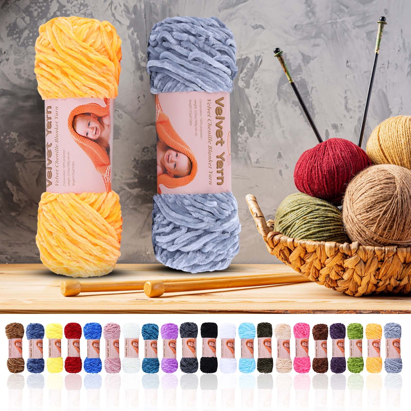MICLOZYT Clearance!Yarn for Crocheting,Chunky Chenille Yarn for ...