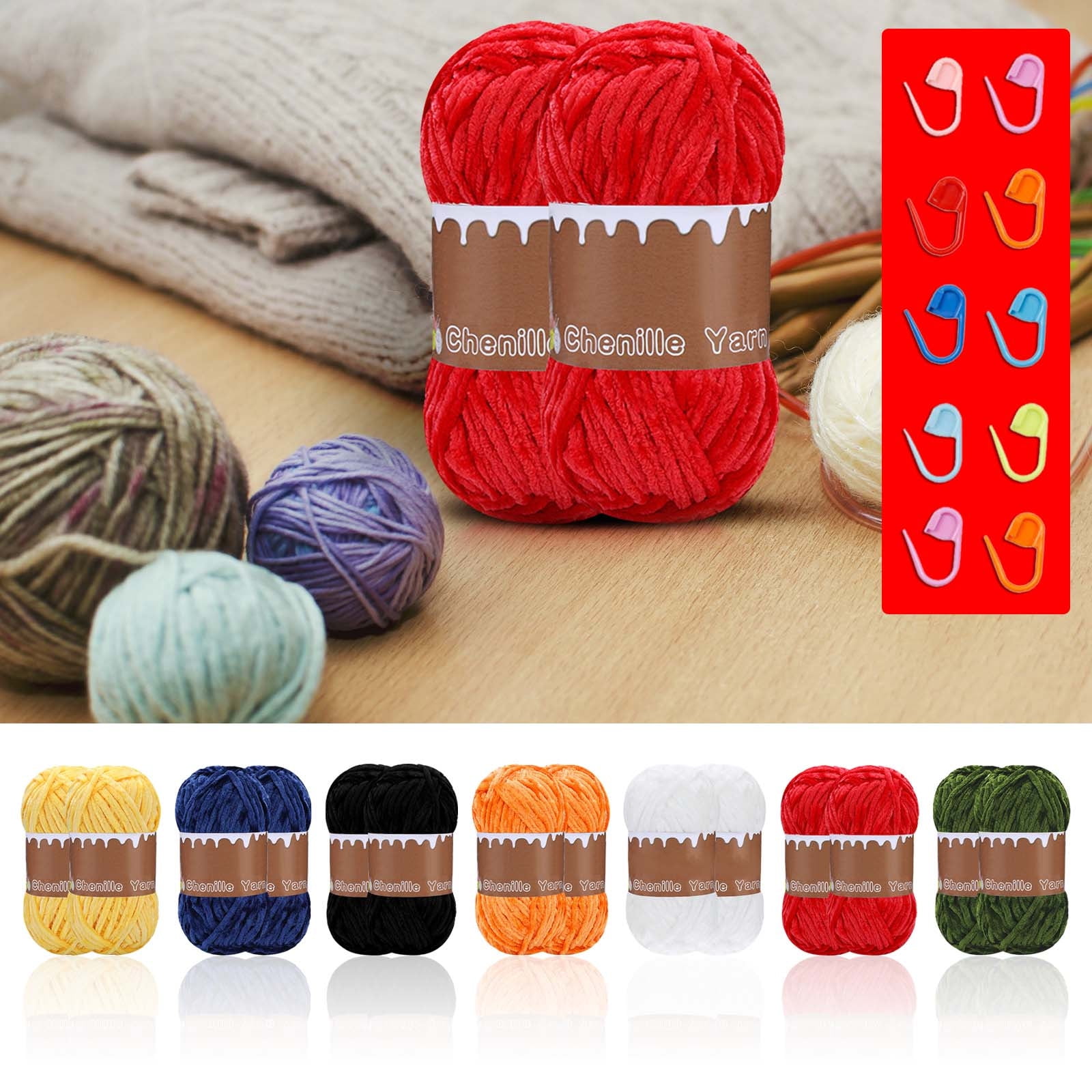 Yarn for Crocheting,Plush Chenille Chunky Crochet Yarn,Velvet Blanket ...