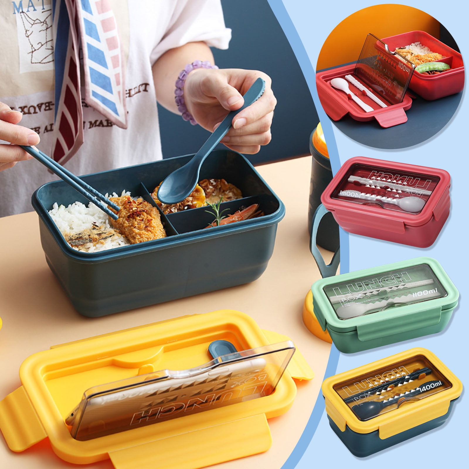 Lunch Box,No BPAs and No Chemical Dyes Bento Box,with Leak-resistant ...