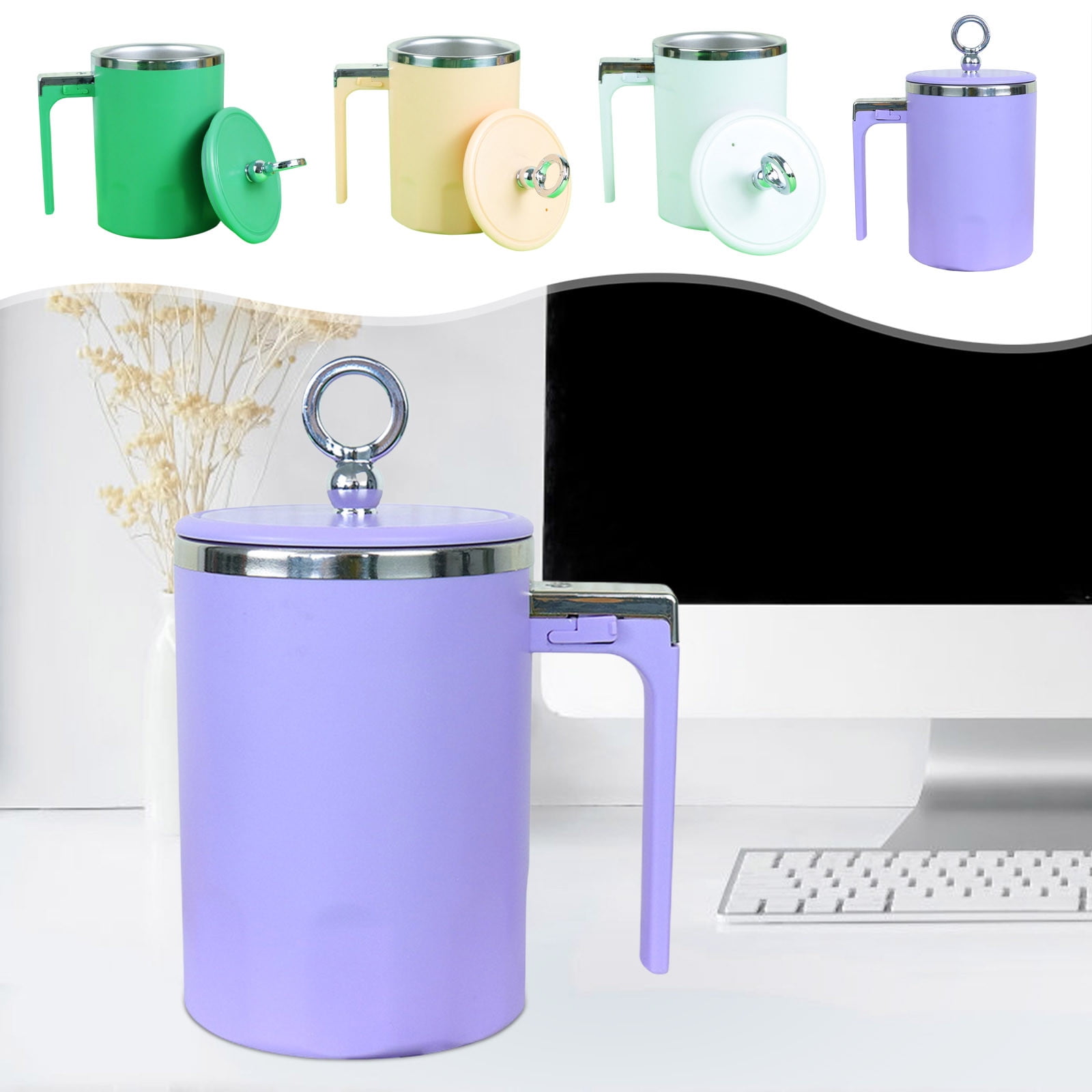 MICLOZYT Self Stirring Coffee Mugs with Lids,Rechargeable Coffee Mug ...