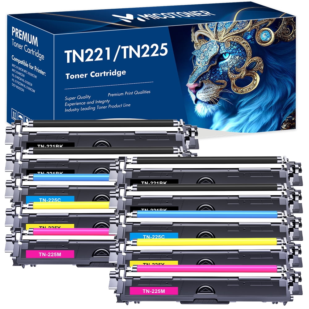 MICOTONER 10-Pack Compatible Toner Cartridge for Brother TN-221 TN-225 ...