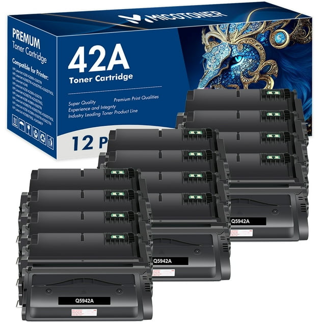 MICOTONER 12-Pack Compatible Toner Cartridge for HP Q5942A 42A Work ...