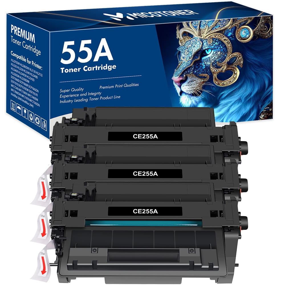MICOTONER 3-Pack Compatible Toner Cartridge for HP CE255A 55A LaserJet ...
