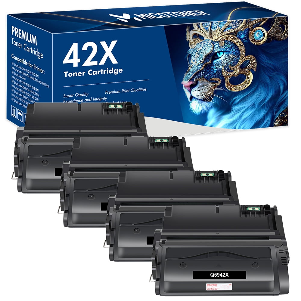 MICOTONER 4-Pack Compatible Toner Cartridge for HP Q5942X 42X Laser Jet ...