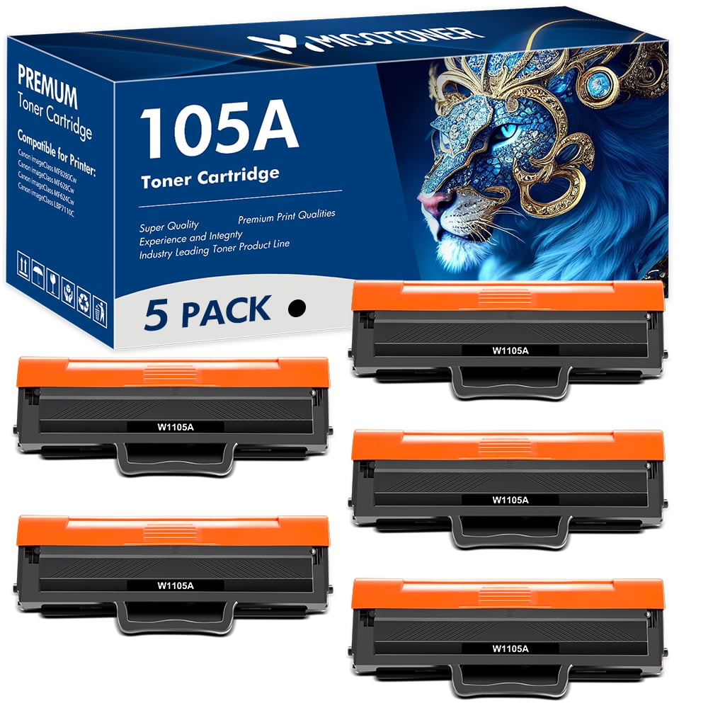 MICOTONER 5-Pack Compatible Toner Cartridge for HP W1105A 105A Work ...