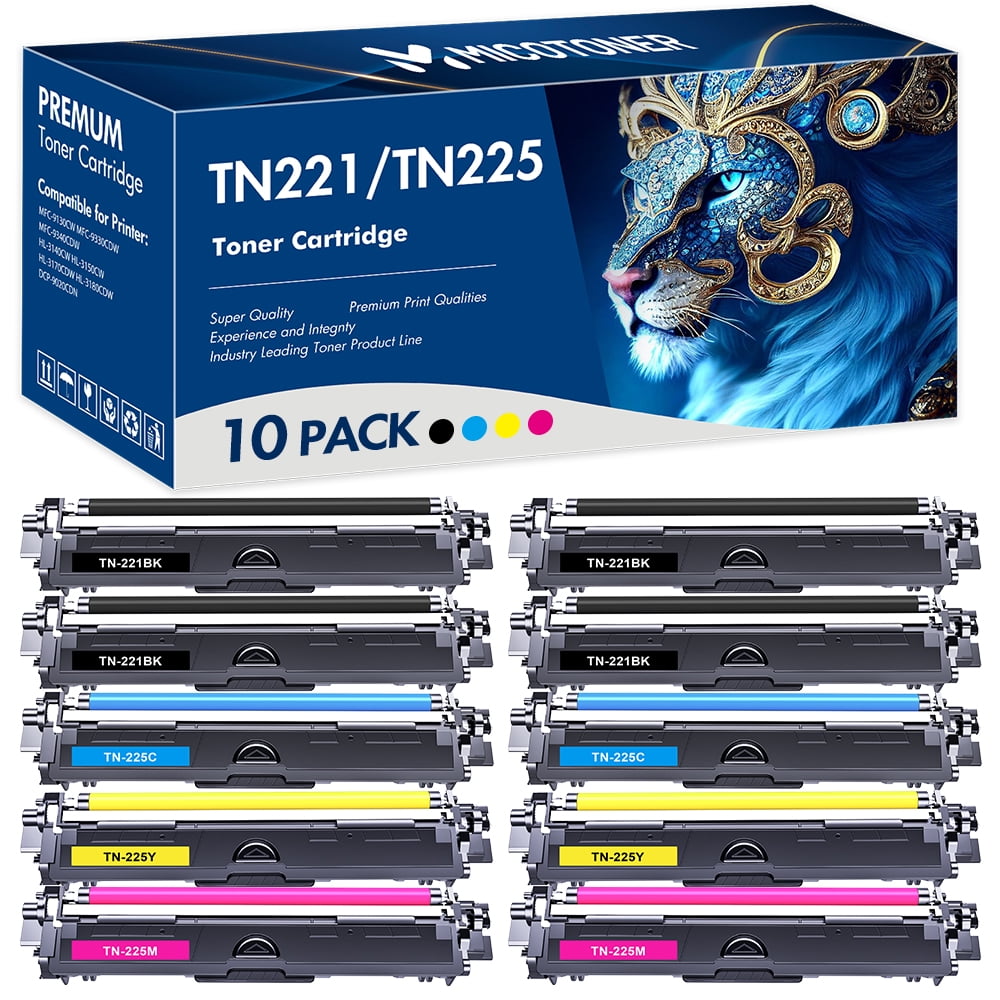 MICOTONER TN221 TN225 Toner Cartridge Compatible for Brother TN-221 TN ...