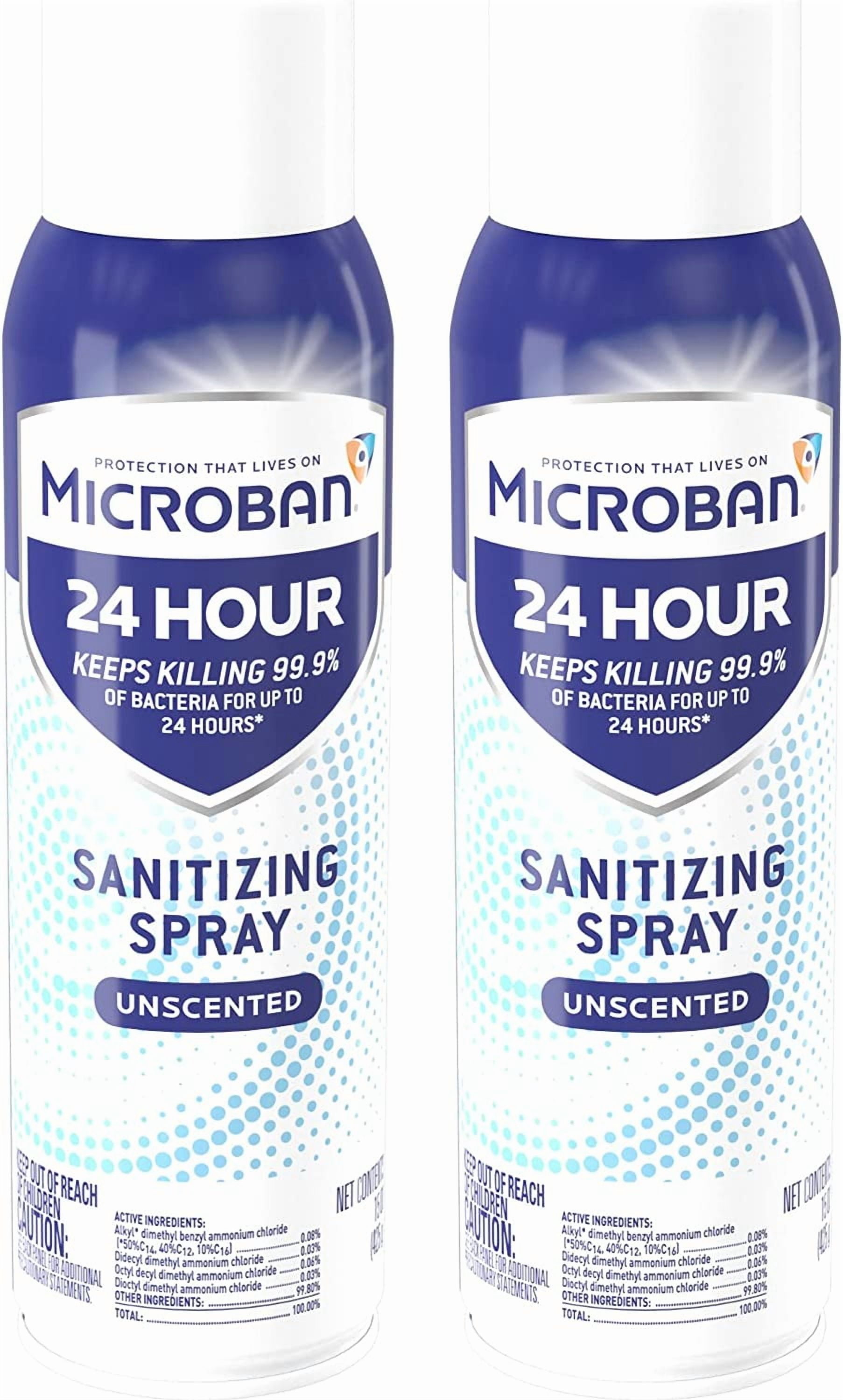 MICROBAN Disinfectant Spray, 24 Hour Sanitizing Spray, Unscented Scent ...