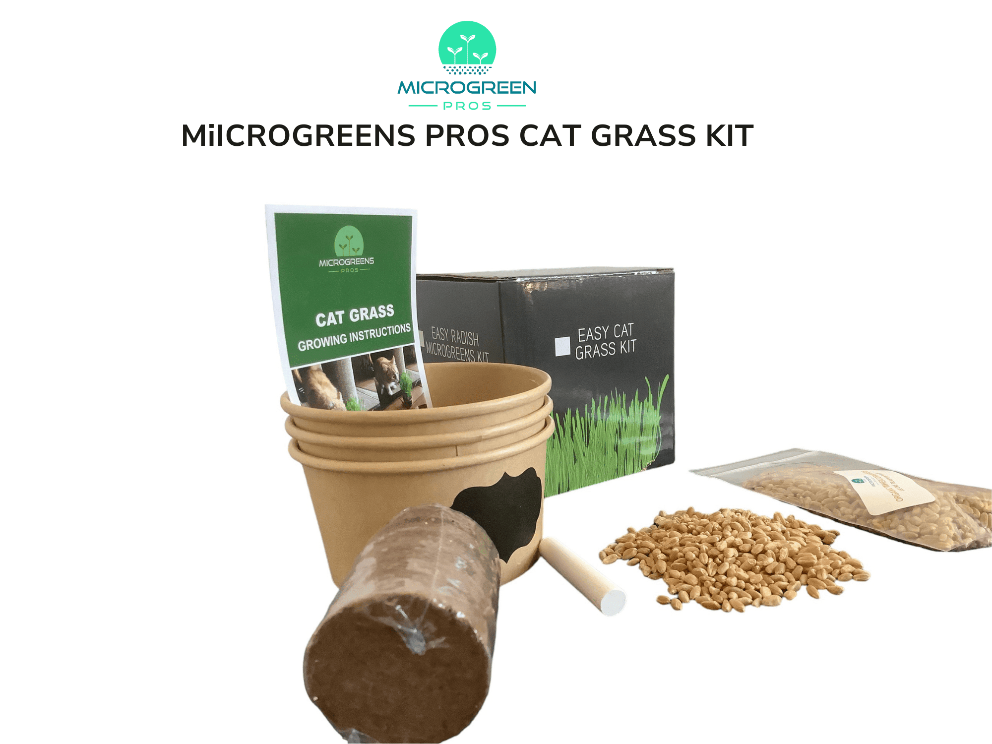 MICROGREEN PROS Easy Cat Grass Kit (3-Pack) – Grow Healthy, Nutritious ...
