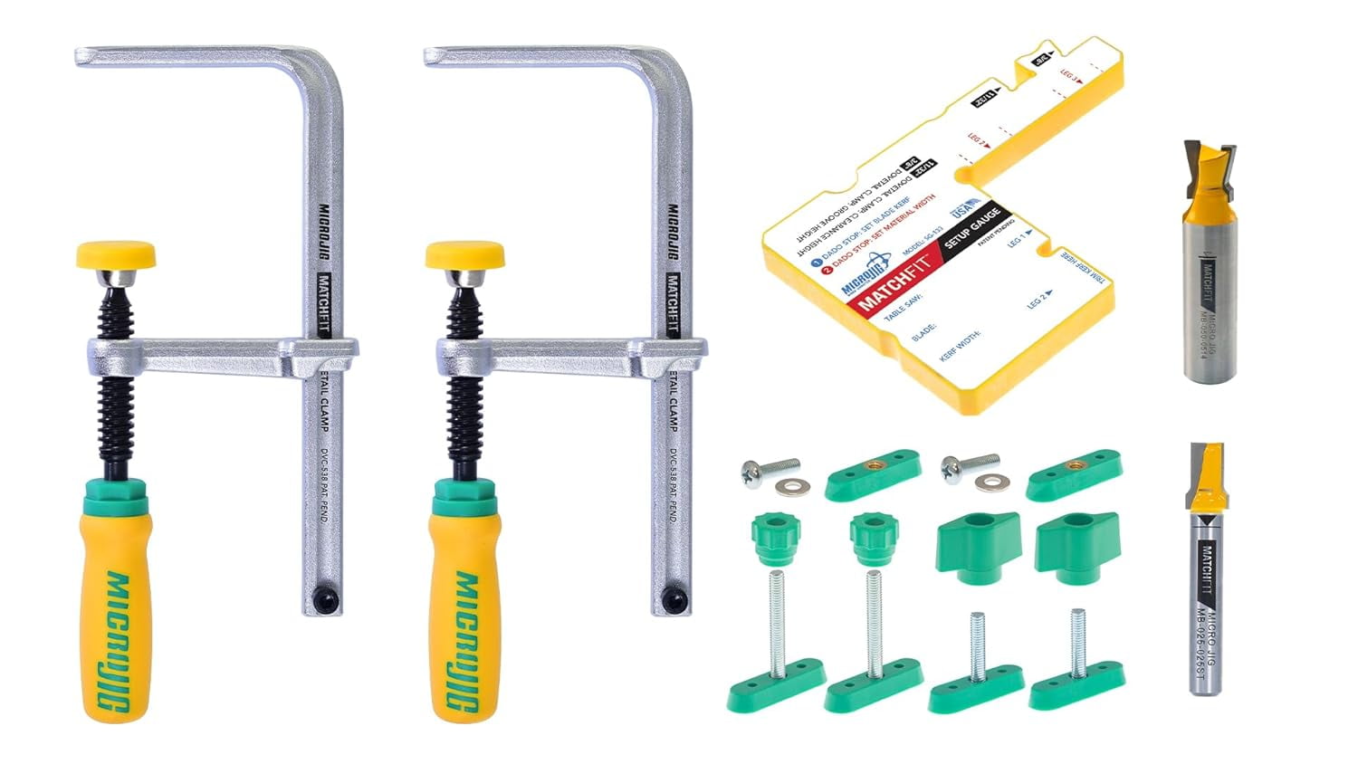 MICROJIG Matchfit Dovetail Clamp Pro Kit & Relief Bit Bundle - (1/4 ...