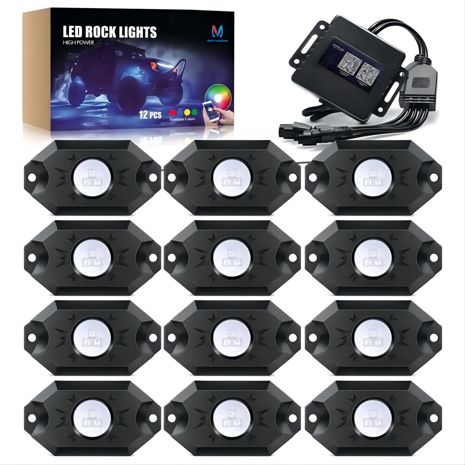 MICTUNING 2023 Upgraded cm RGB LED Rock Lights Kits - 12 Pods Multicolor Neon Light Vehicle ...