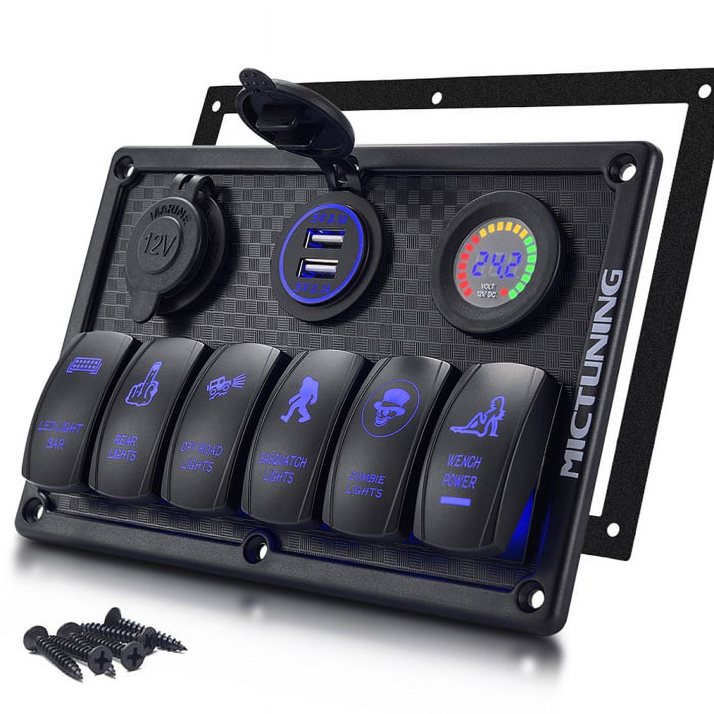 Free Shipping! Mictuning 6 Gang Rocker Switch Panel Dual USB Voltmeter ...