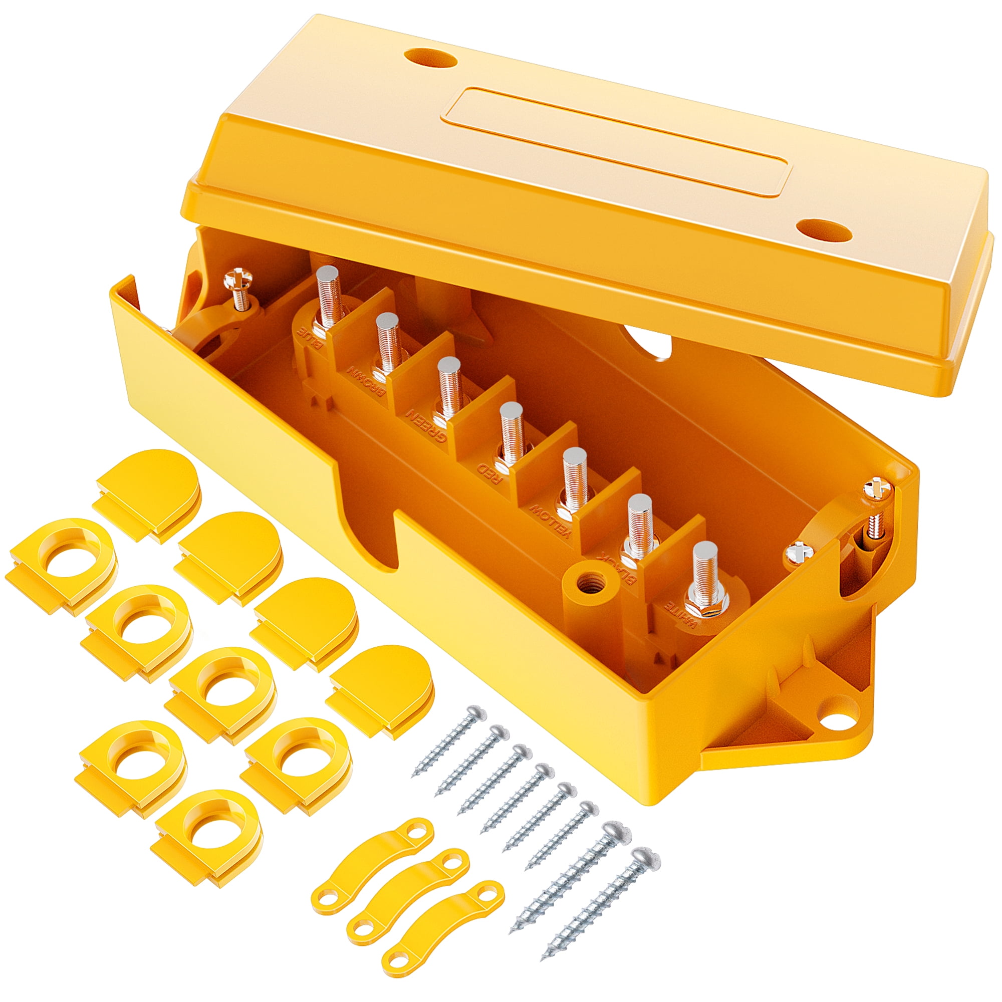 MICTUNING 7 Way Electrical Trailer Junction Box - 7 Gang Trailer Wire ...