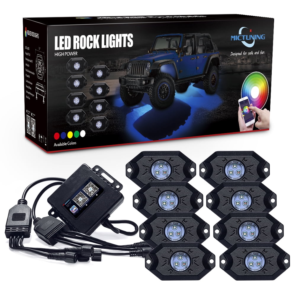MICTUNING 8 Pods 2nd-Gen RGB LED Rock Light Kit with Bluetooth ...