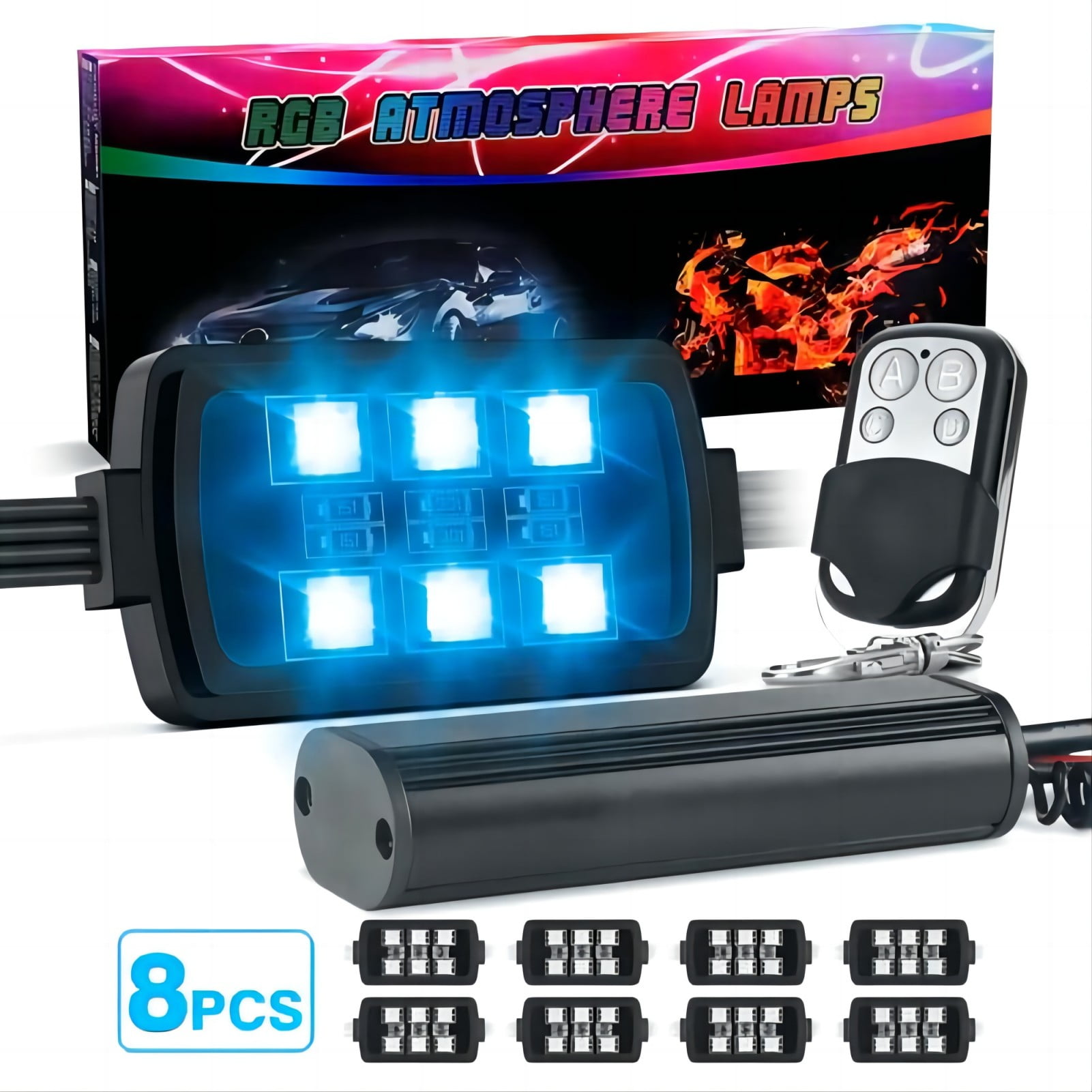 MICTUNING 8pcs Motorcycle RGB LED Strip Lights Kit - Multi-Color ...