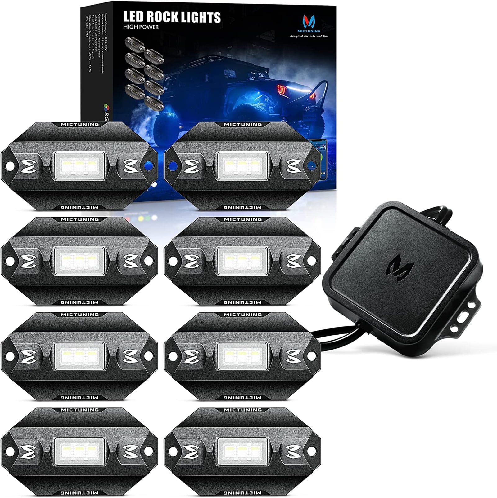 MICTUNING C1 8 Pods RGBW LED Rock Lights Multicolor Underglow Neon ...