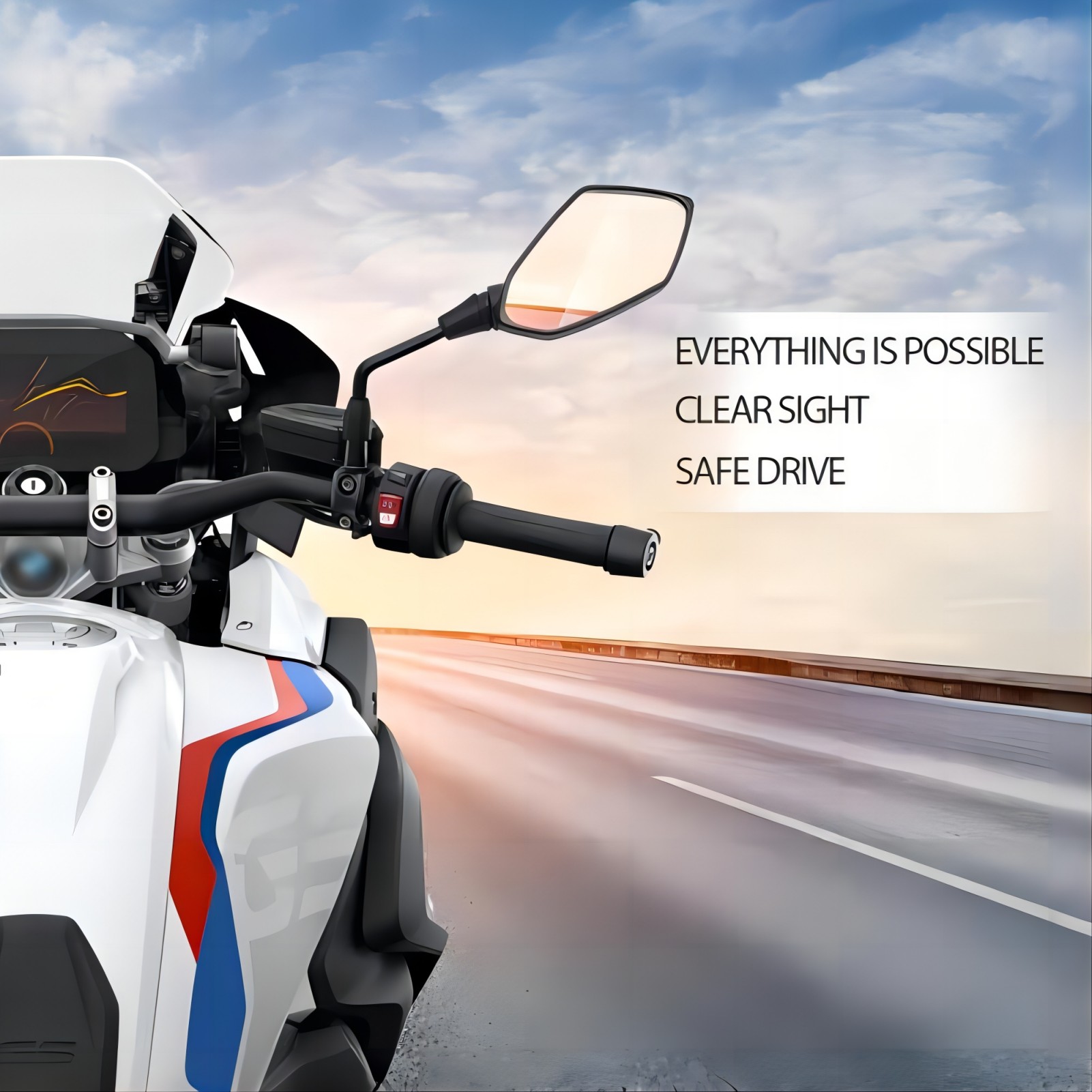 MICTUNING Hawk-eye Motorcycle Rearview Side Mirror with 10mm Bolt 7/8" Handlebar Clamp for ...