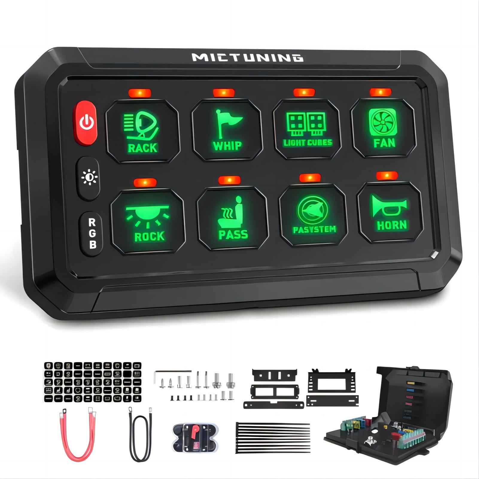 MICTUNING RGB 8 Gang LED Light Switch Panel, Waterproof Multifunction ...