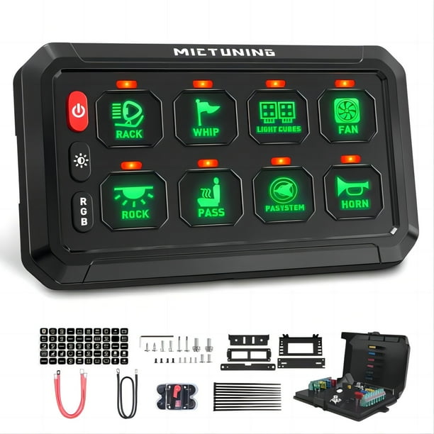 MICTUNING RGB 8 Gang Switch Panel, Multifunction Auxiliary Switch Pod ...