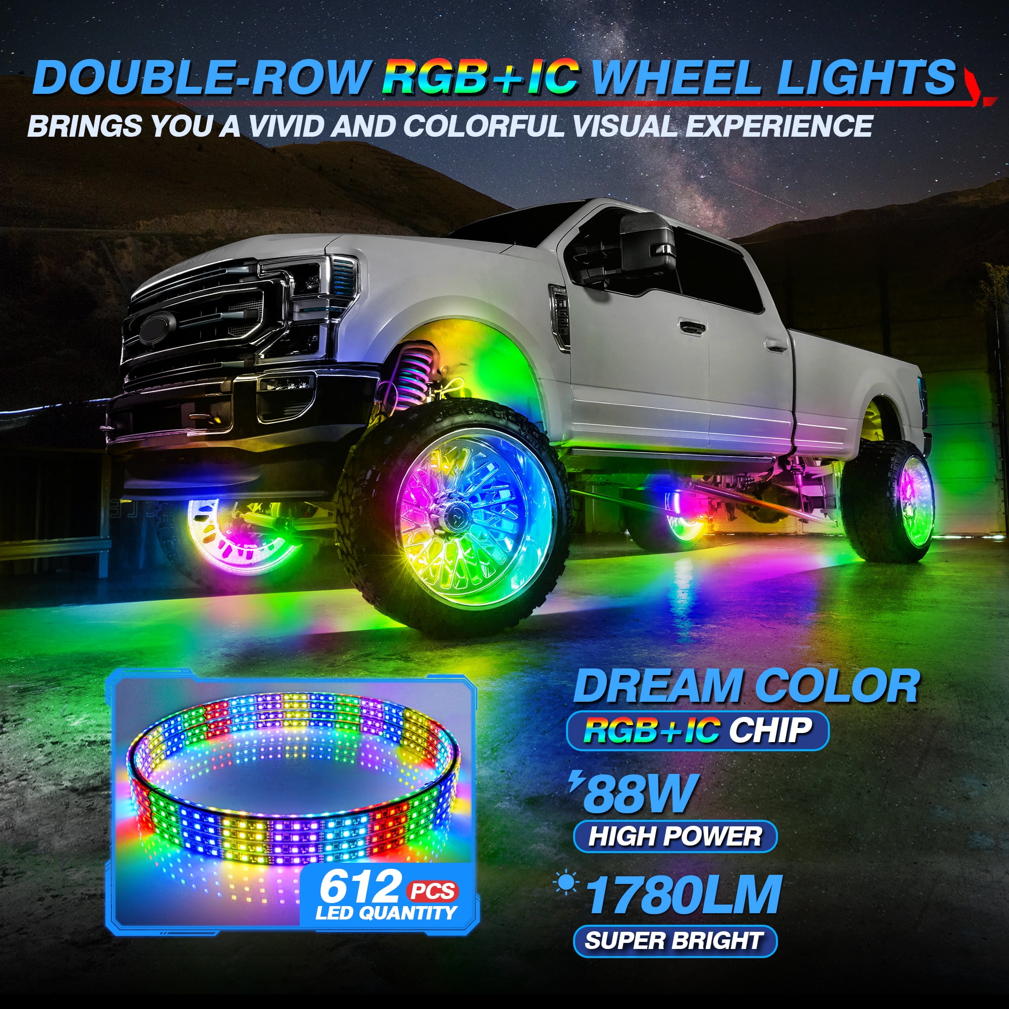 MICTUNING Upgraded 15.5″/17″ V1 RGB + IC Wheel Ring Lights Kit Dream ...