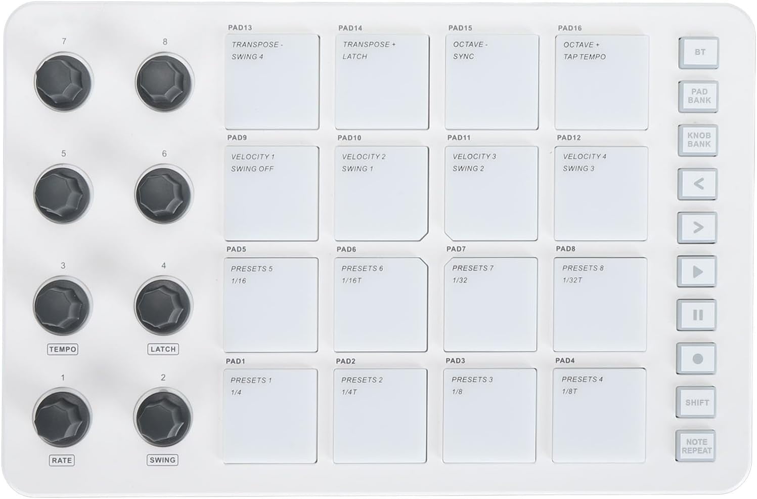 MIDI Controller with 16 RGB Drum Pads and 8 Rotating Knobs USB Beat Maker Machine for Music ...