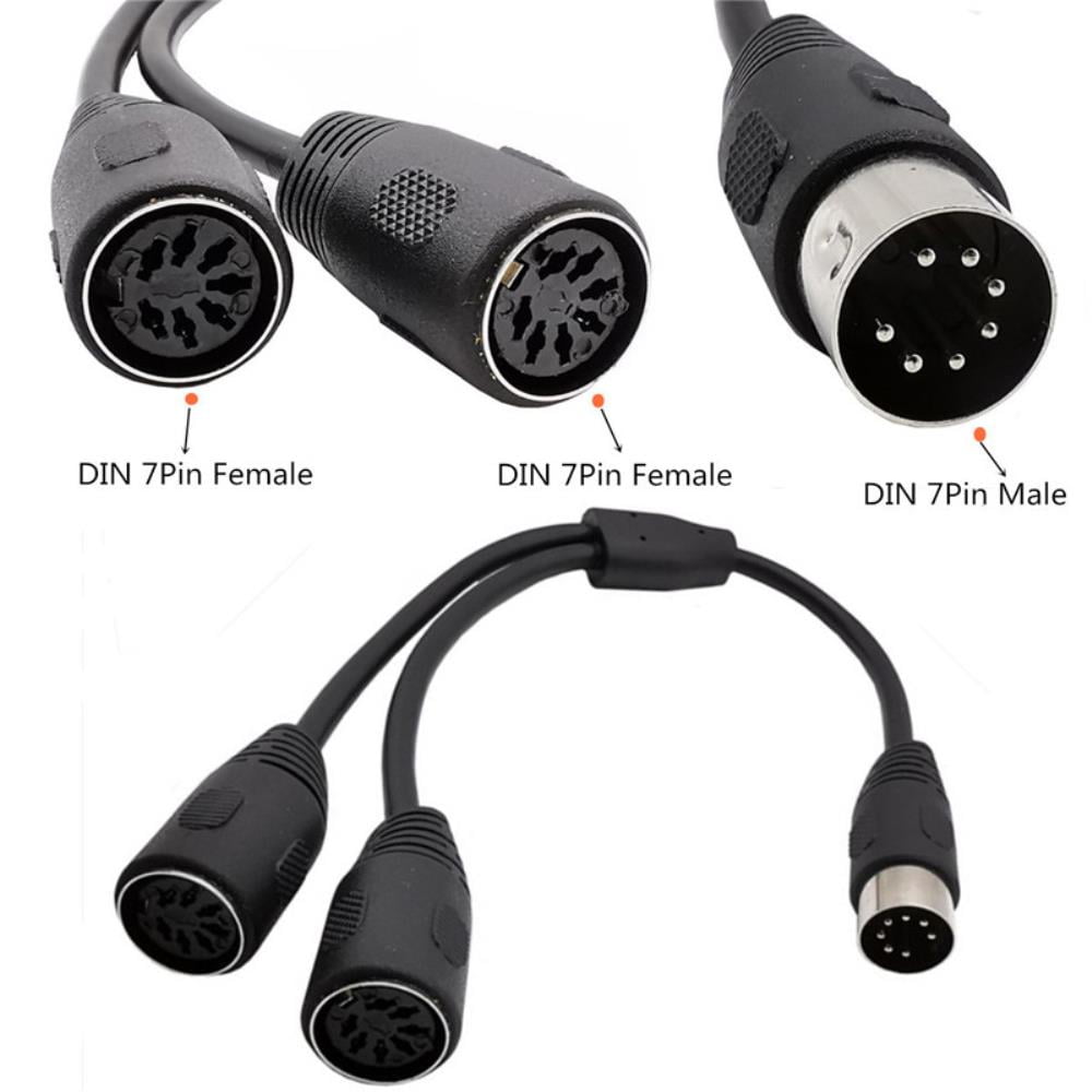 MIDI DIN 7-Pin Splitter Y Adapter Cable PIN MIDI DIN 1 Male Plug to 2x ...