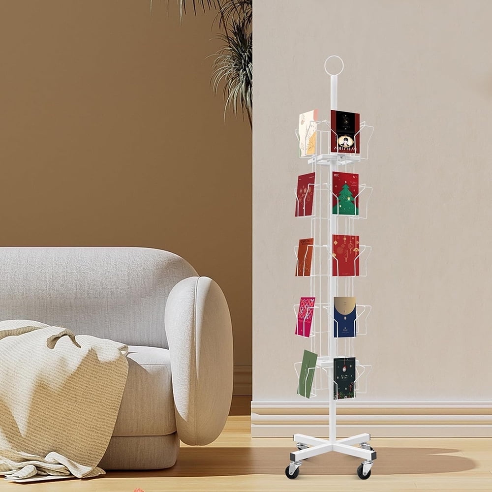 MIDODO 20 Pockets Countertop Rotating Greeting Card Rack 3 Tier Metal ...