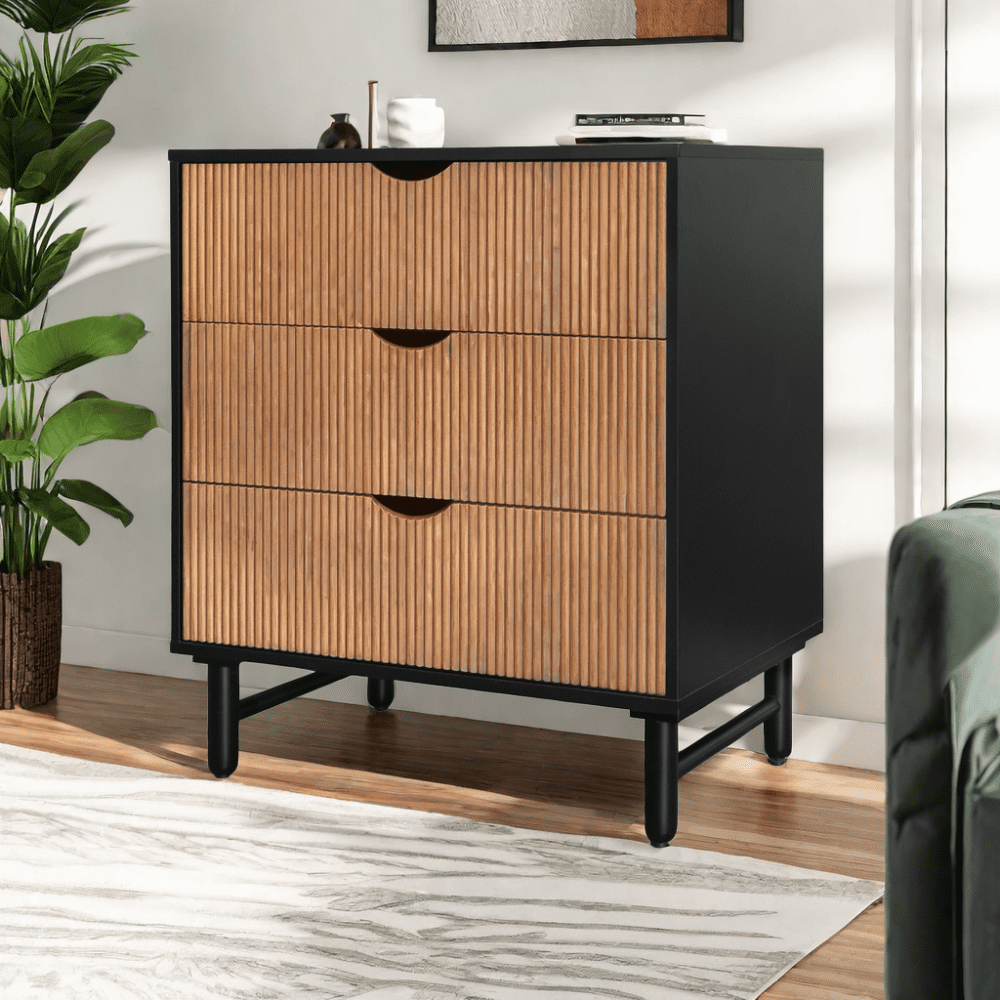MIDODO 3 Drawer Dresser for Bedroom, Modern Wooden Small Chest of ...