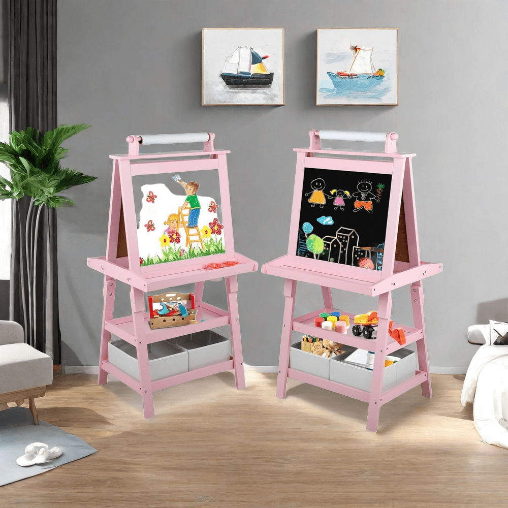 MIDODO 3 in 1 Kids Art Easel with Storage, Double-Sided Magnetic ...