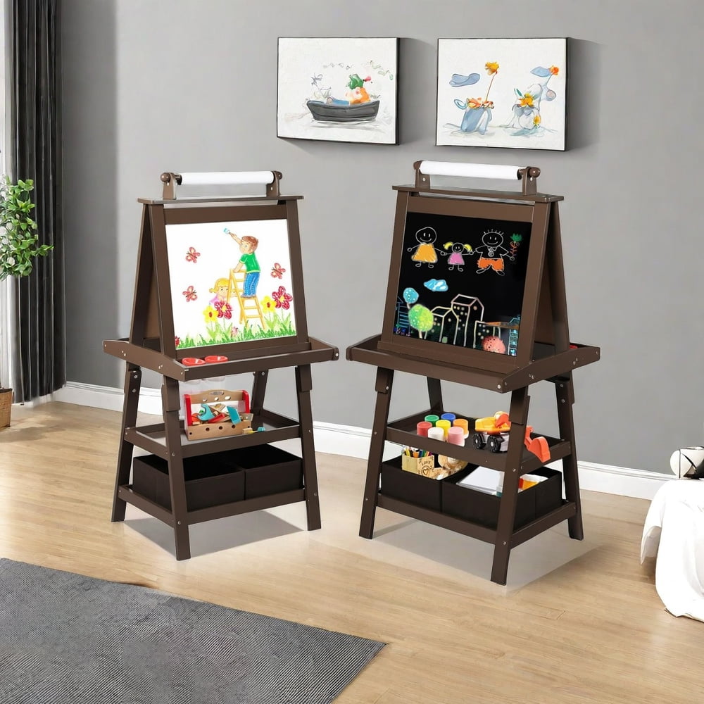 MIDODO 3 in 1 Kids Art Easel with Storage, Double-Sided Magnetic ...