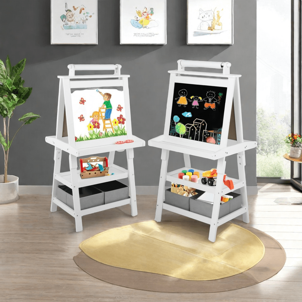 MIDODO 3 in 1 Kids Art Easel with Storage, Double-Sided Magnetic ...