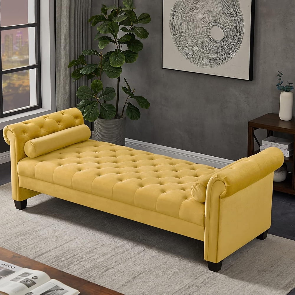 MIDODO 82 Inch Wide End of Bed Bench for King Size Bed, Rolled Armed ...